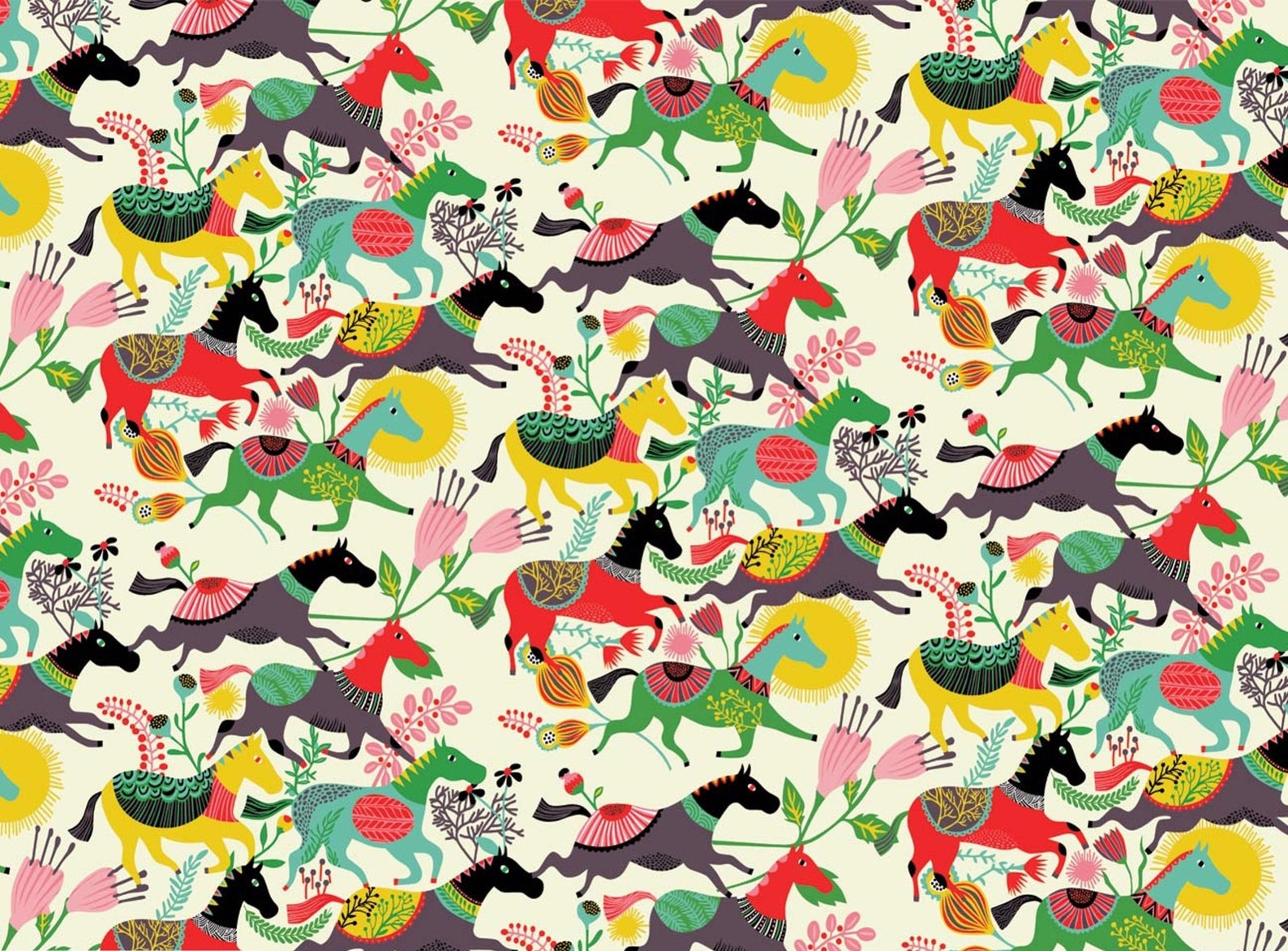 Running Horses Pattern Upholstery Fabric by the Meter Otomi - Etsy