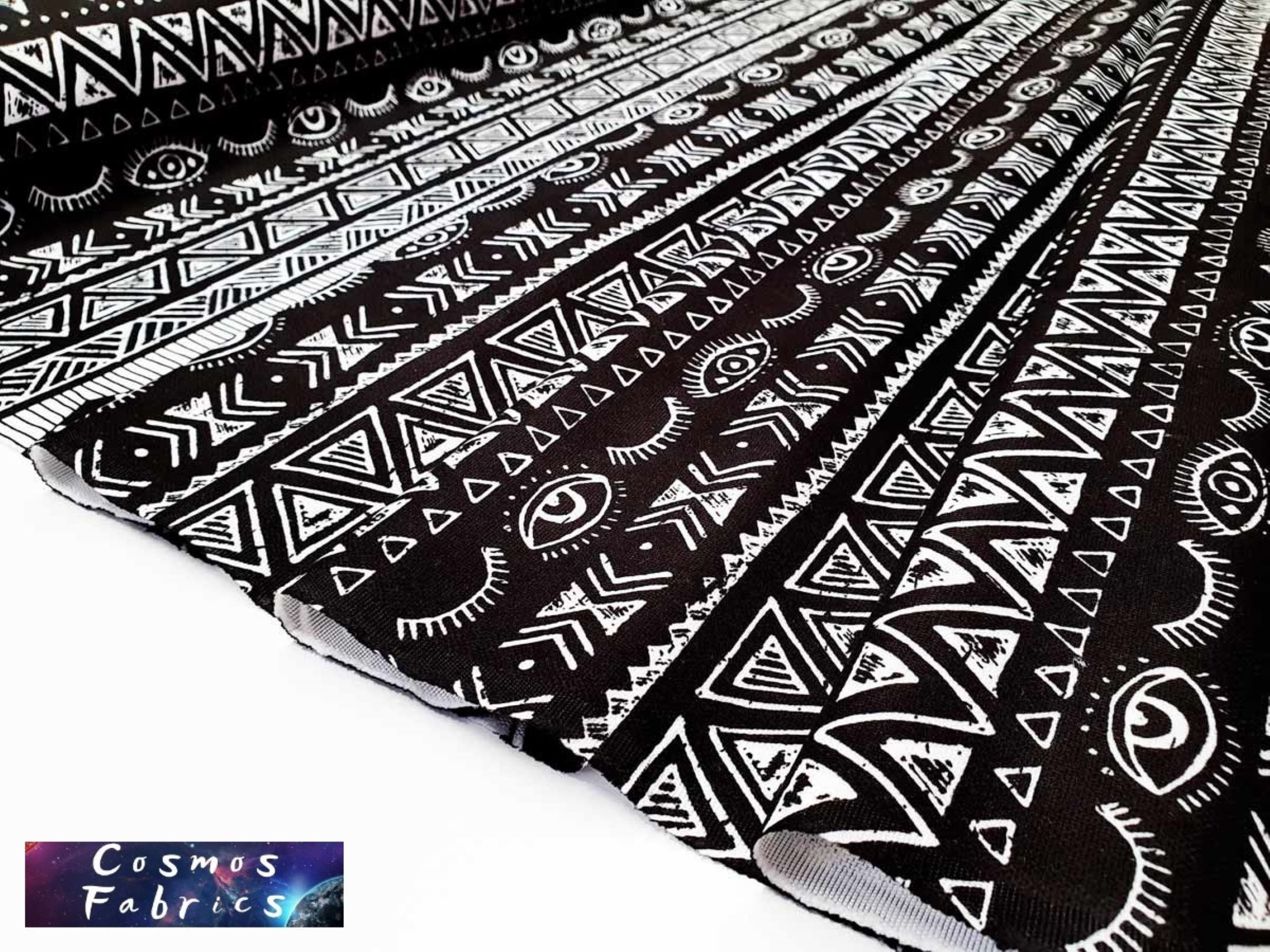 Black Aztec Tribal Mudcloth Fabric by the Meter, Floral Home Decor ...