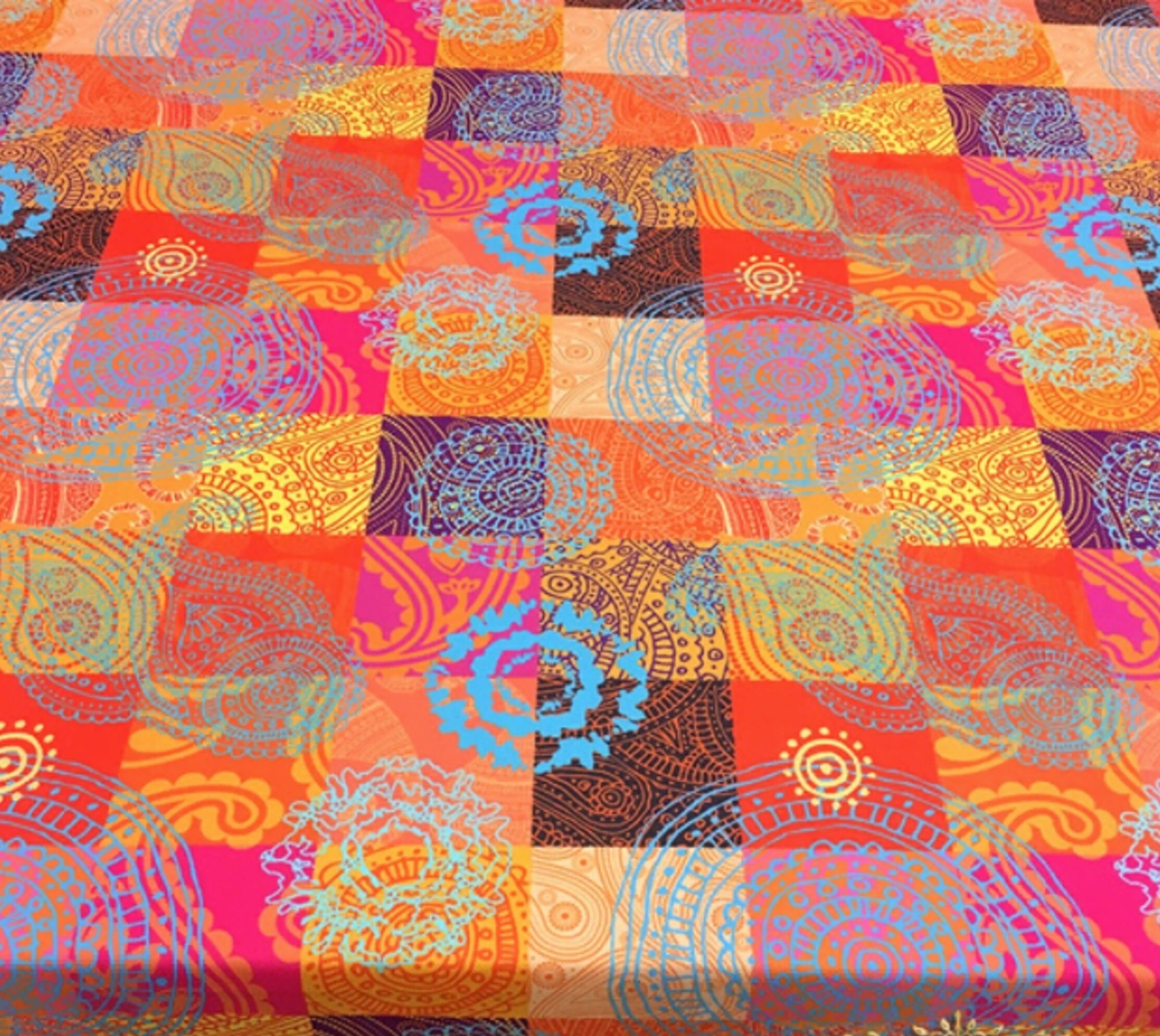 Orange Mandala Pattern Upholstery Fabric by the Meter Ethnic - Etsy