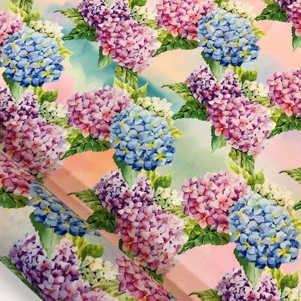 Hydrangea Fabric - Etsy UK