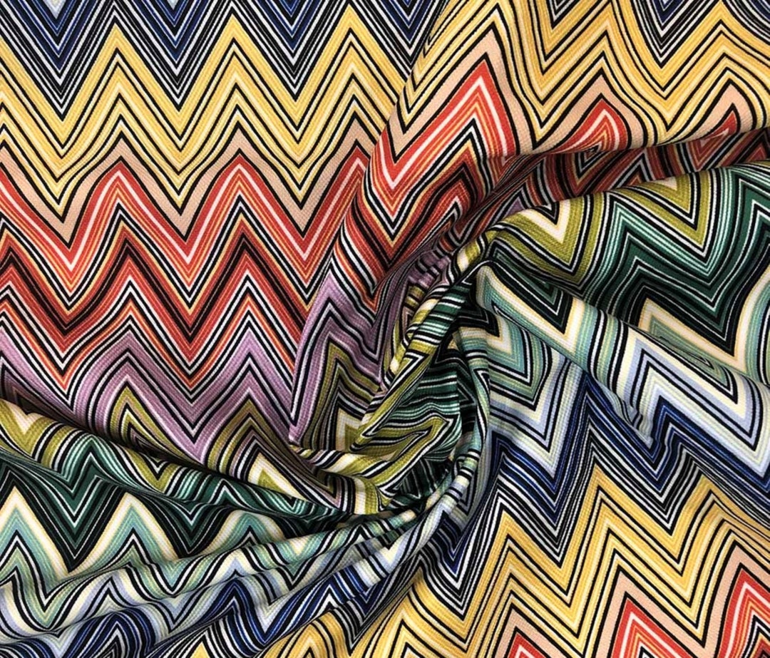 Chevron Zigzag Pattern Upholstery Fabric, Rainbow Geometric Home Decor ...