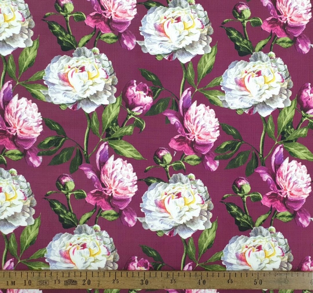 Peony Flower Pattern Upholstery Fabric by the Meter, Floral Home Decor ...