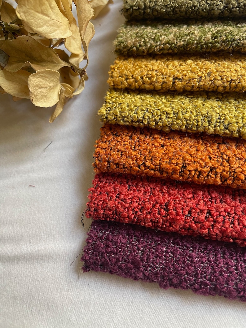 23 Color Boucle Upholstery Fabric by the Catalog, Puffy Textured Boucle ...
