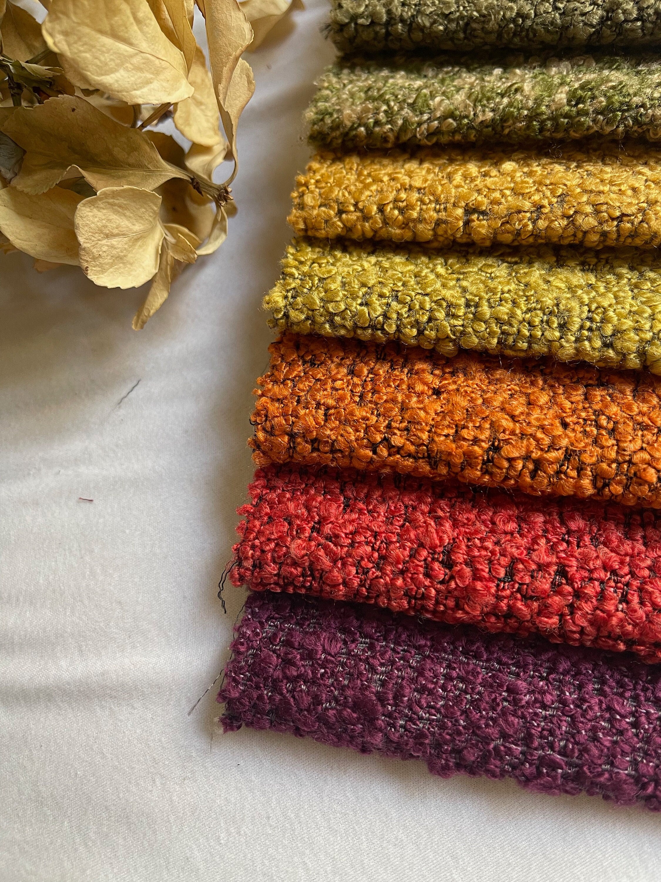 23 Color Boucle Upholstery Fabric by the Catalog, Puffy Textured Boucle ...