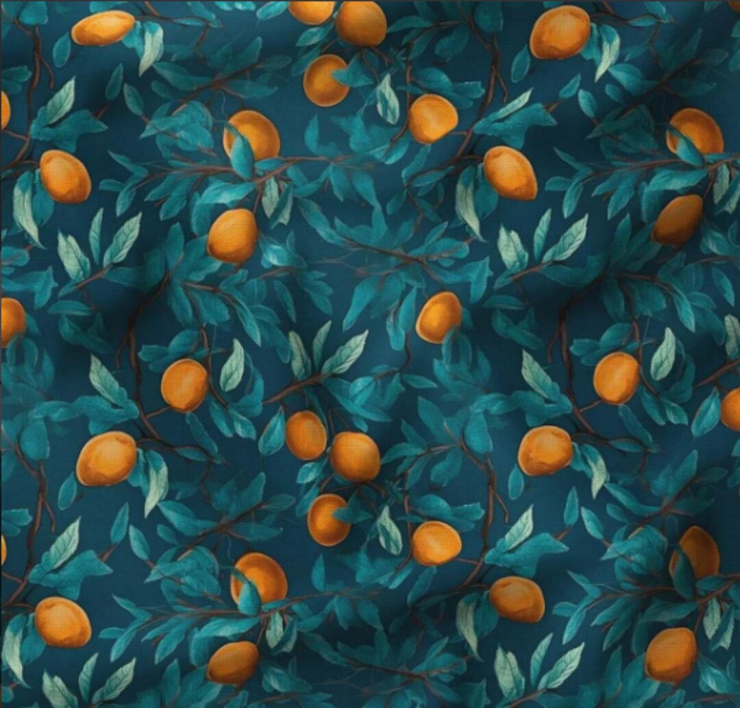 Apricot Tree Pattern Fabric by the Meter, Floral Home Decor Fabric ...