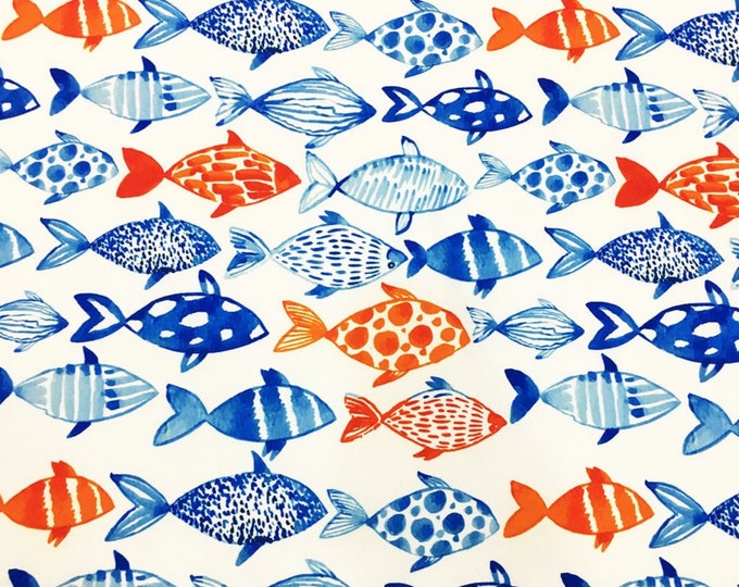 Orange Fish Fabric A Day in the Life of Lake Trout With Minnows by Vo ...