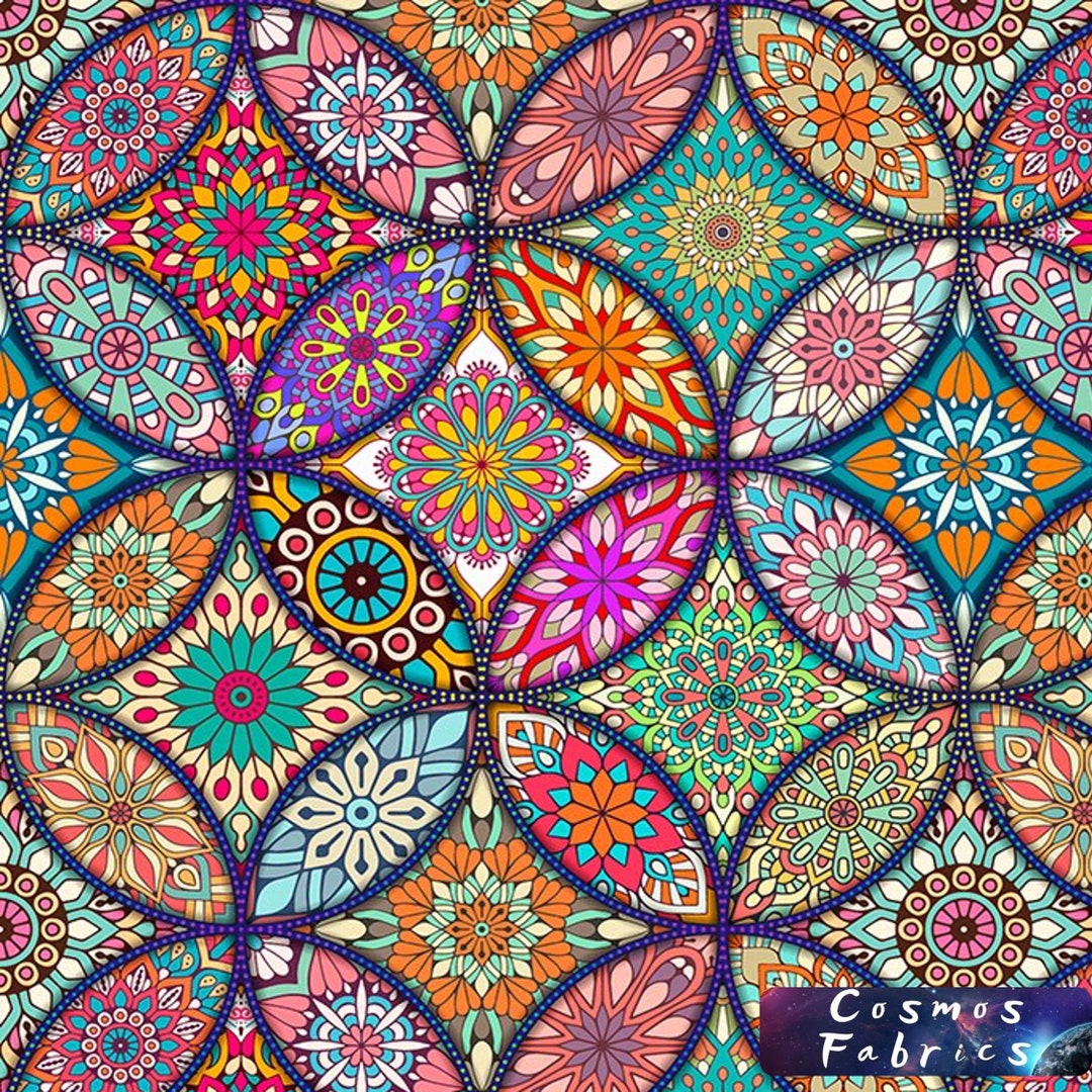 Mandala Pattern Fabric by the Meter, Geometric Home Decor Fabric ...