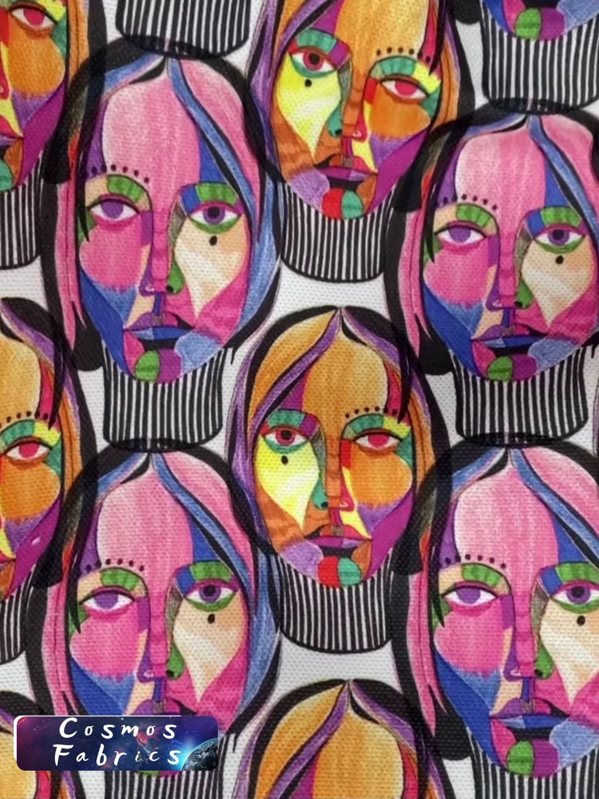 Colored Faces Pattern Upholstery Fabric by the Meter POP ART - Etsy