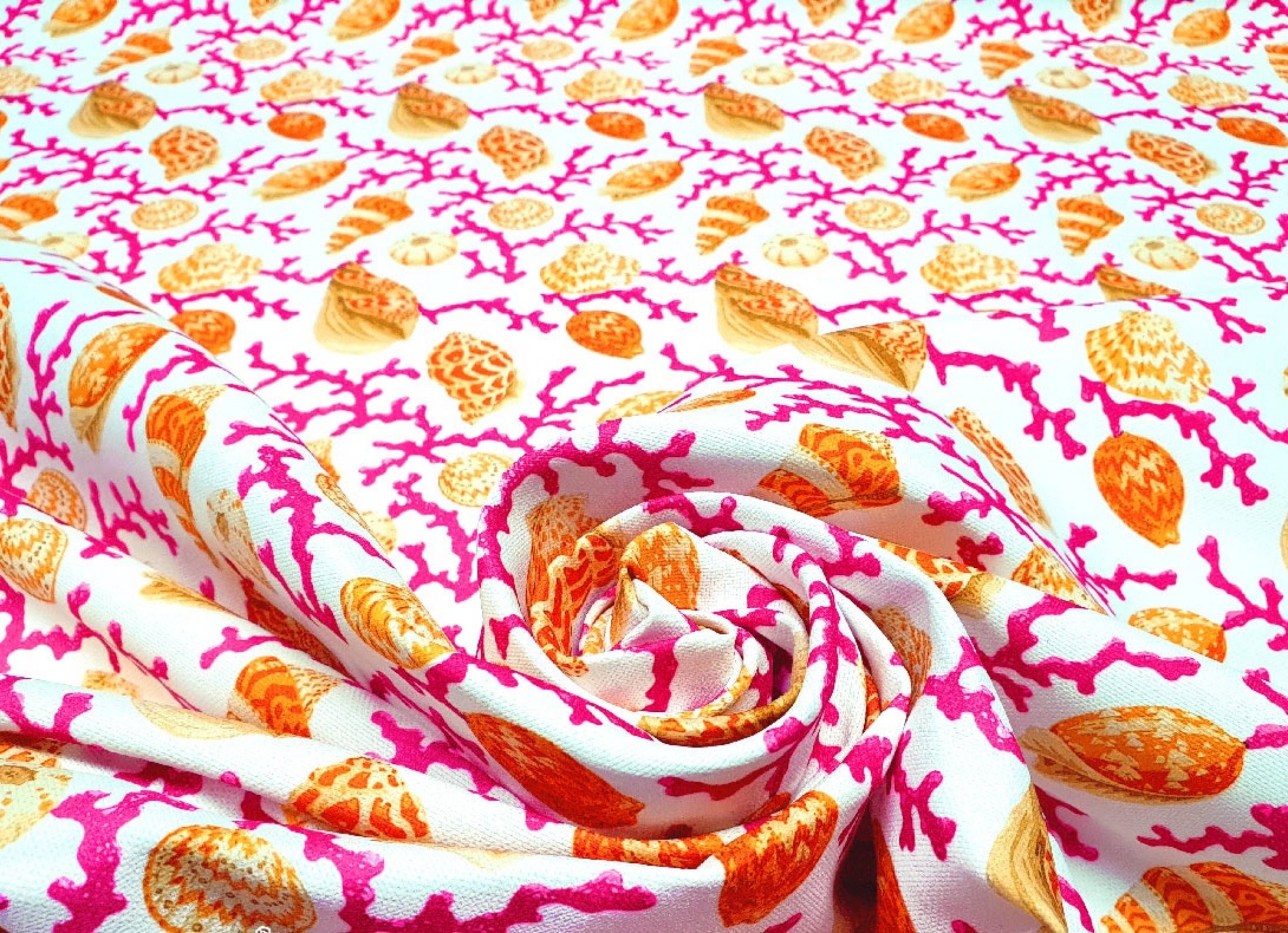 Sea Shell & Coral Pattern Upholstery Fabric by the Meter | Etsy