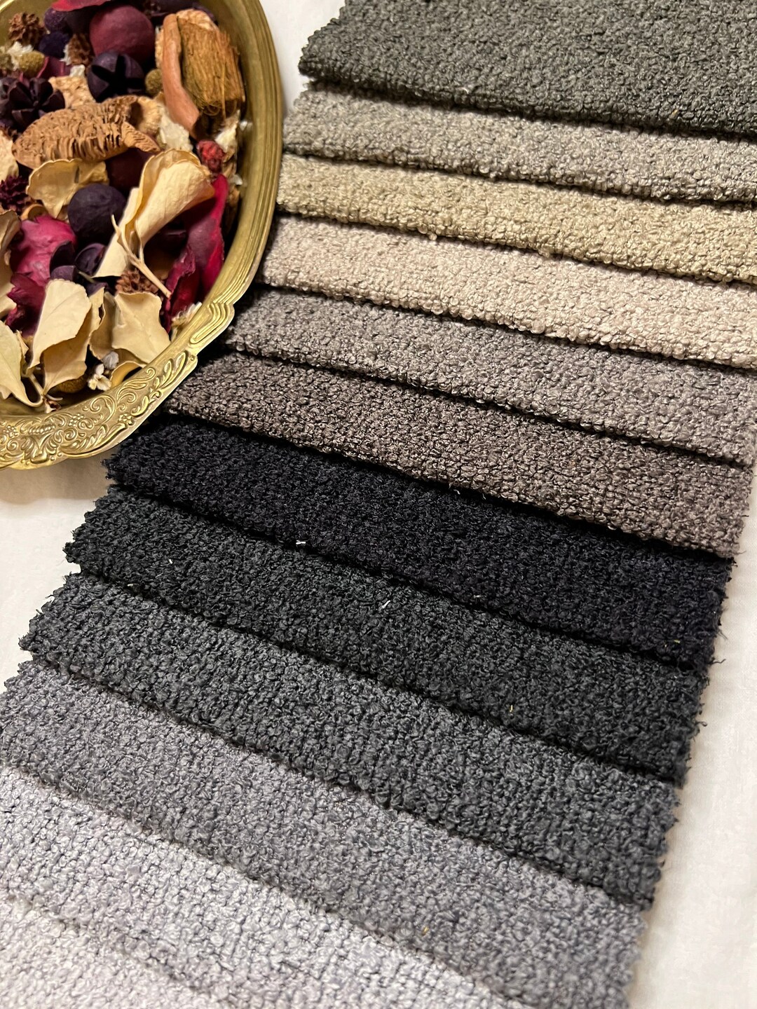 Polyester Boucle Upholstery Fabric by the Yard, Puffy Textured Boucle ...