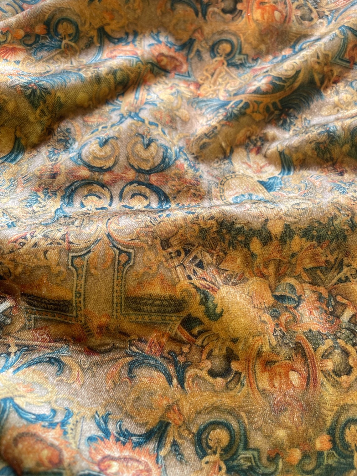 Vintage Baroque Pattern Upholstery Velvet Print Fabric by the - Etsy