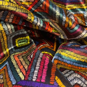 Colorful Lines Pattern Upholstery Velvet Print Fabric by the Yards ...