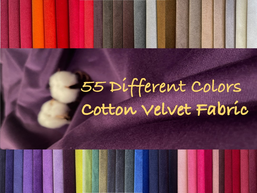 55 Colours Cotton Velvet Upholstery Fabric by the Yards, 55'' (140 Cm ...