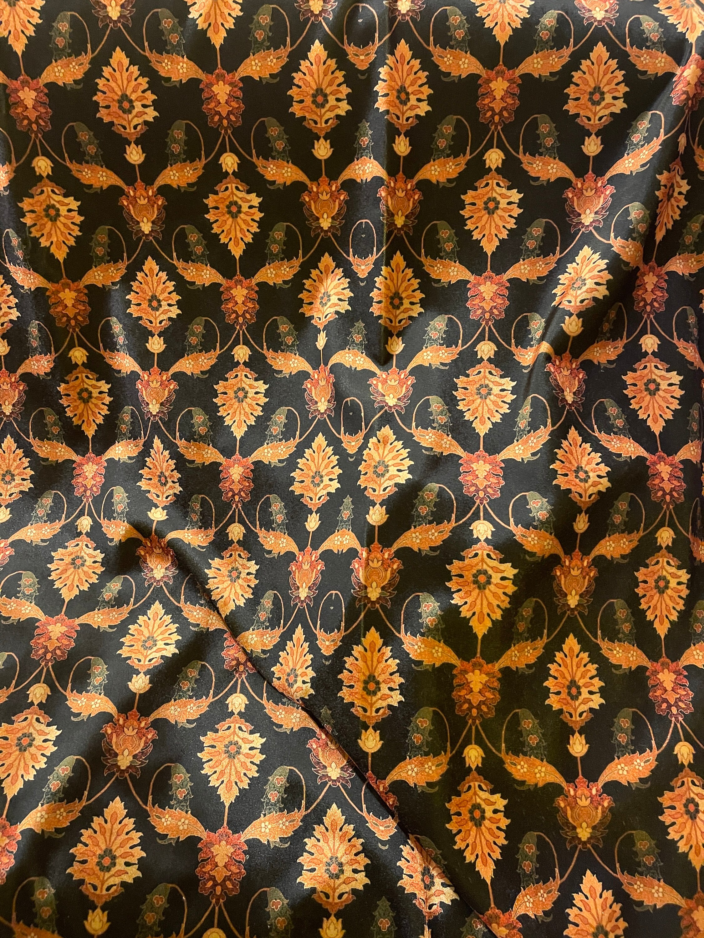 Vintage Floral Pattern Upholstery Velvet Print Fabric by the - Etsy