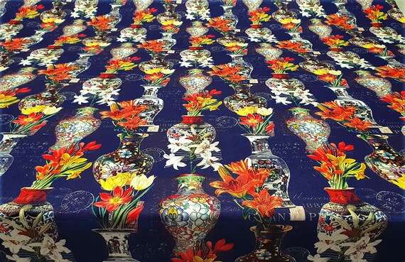 Vintage Vase Pattern Upholstery Fabric by the Meter Floral - Etsy
