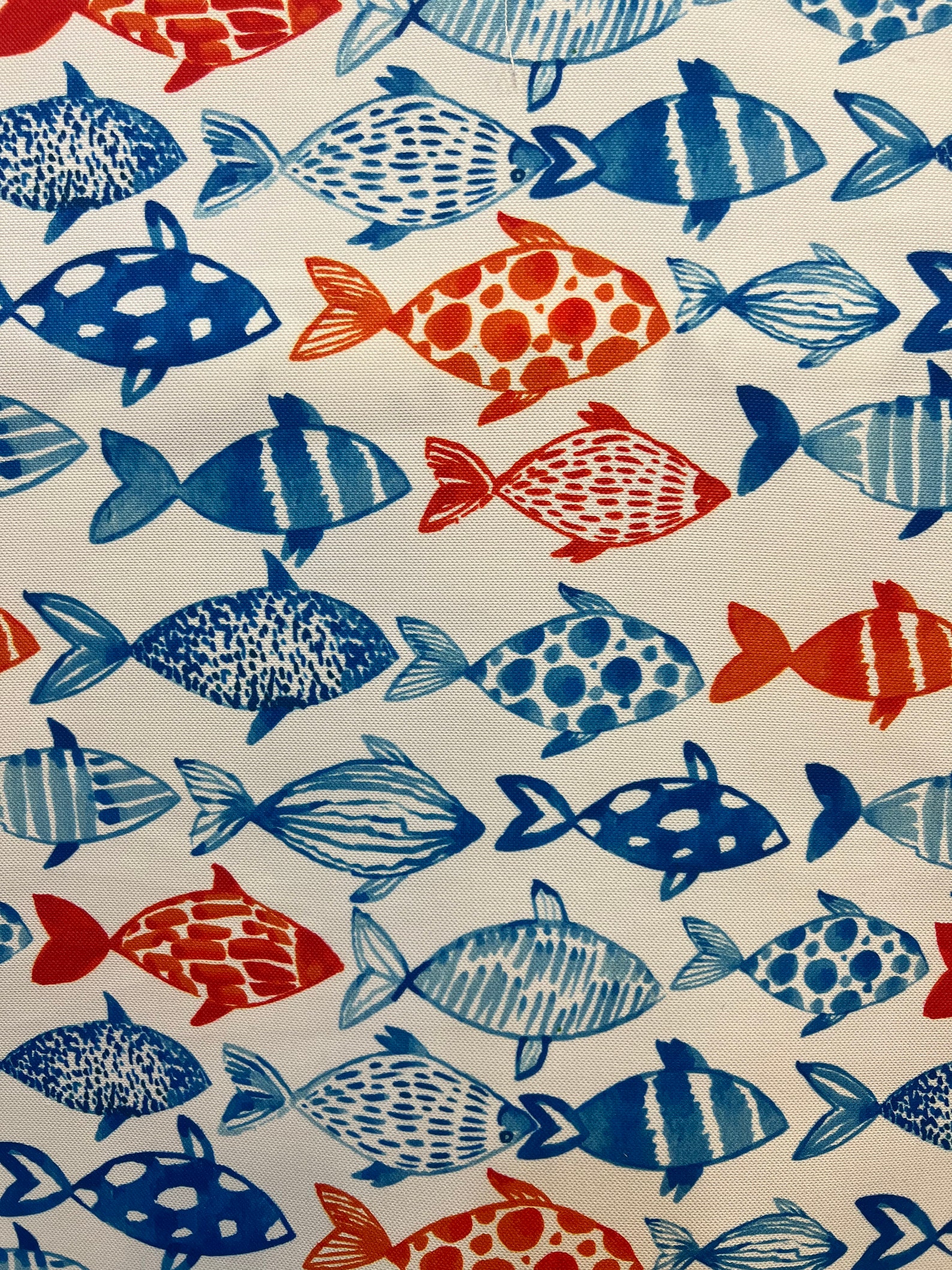 Blue & Orange Fish Pattern Upholstery Fabric by the Meter Sea - Etsy