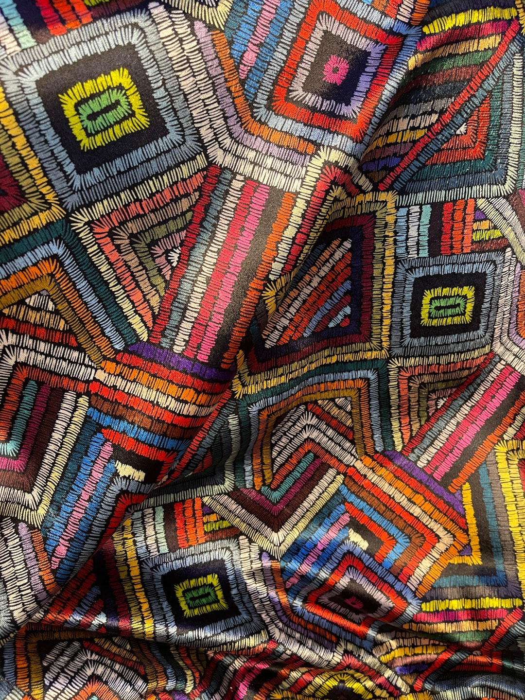 Colorful Lines Pattern Upholstery Velvet Print Fabric by the Yards ...