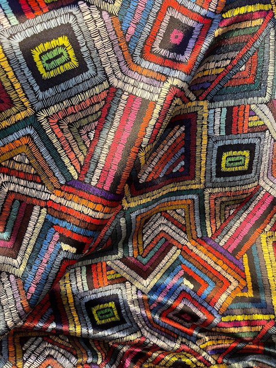 Colorful Lines Pattern Upholstery Velvet Print Fabric by the | Etsy
