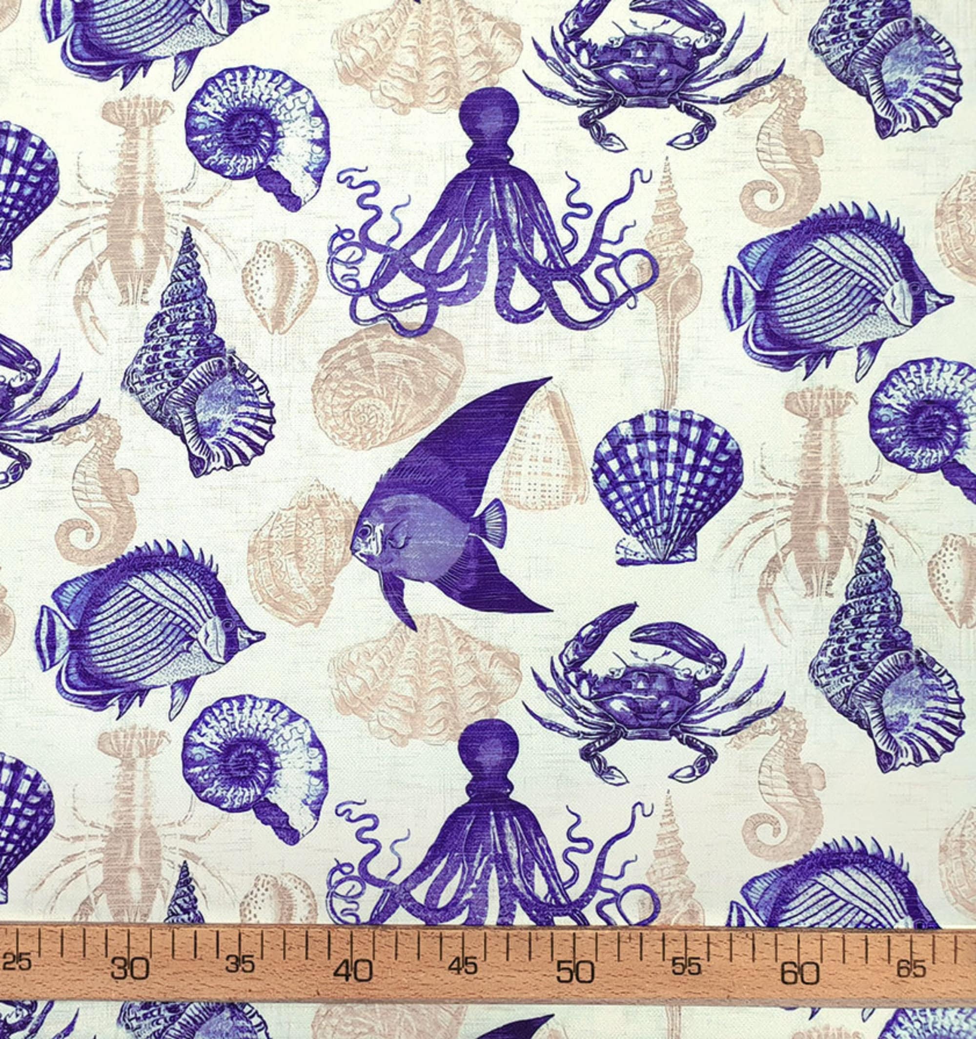 Sea Life Upholstery Fabric: Underwater Pattern, Digital Print Polyester ...