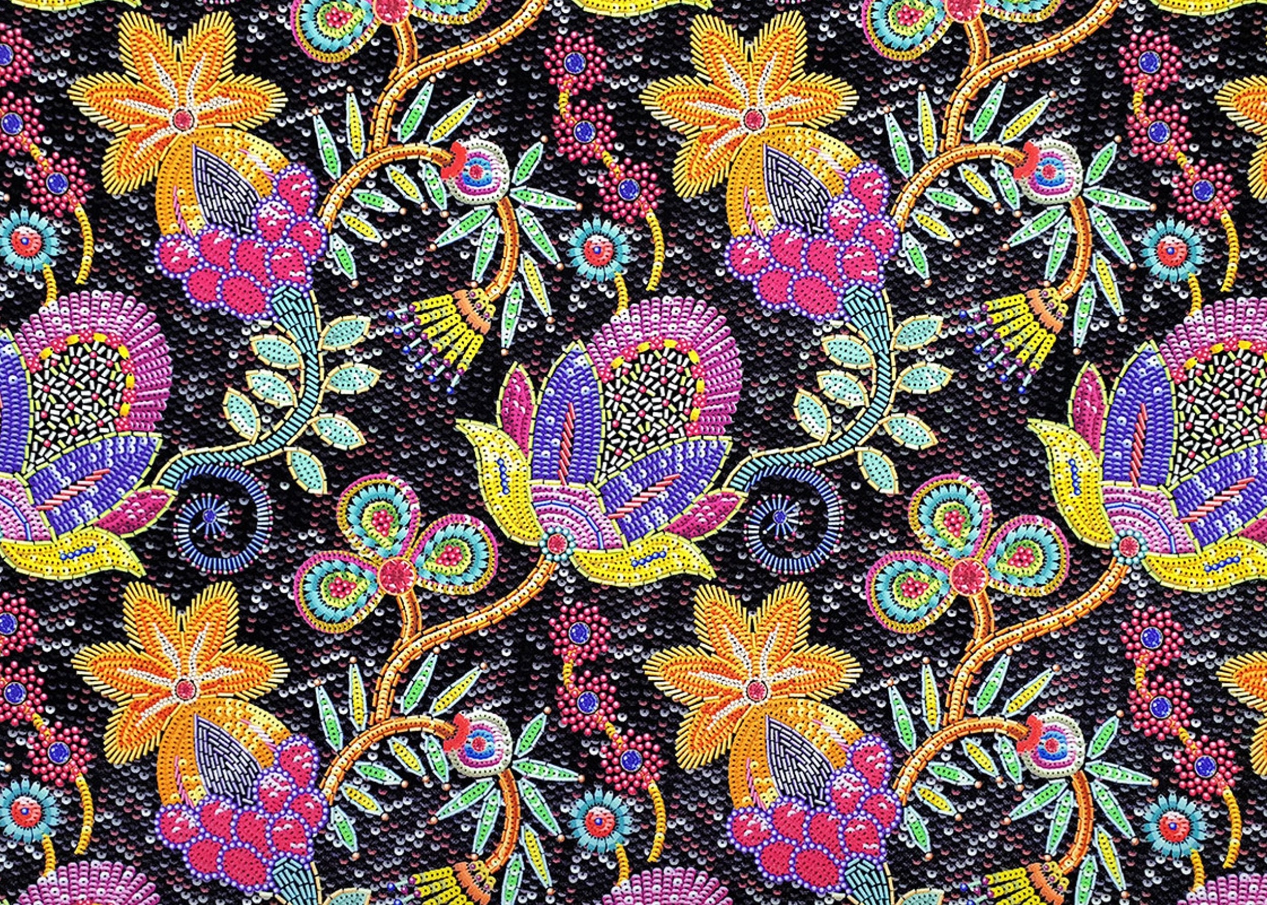 Sequin Effect Floral Pattern Upholstery Fabric by the Meter - Etsy