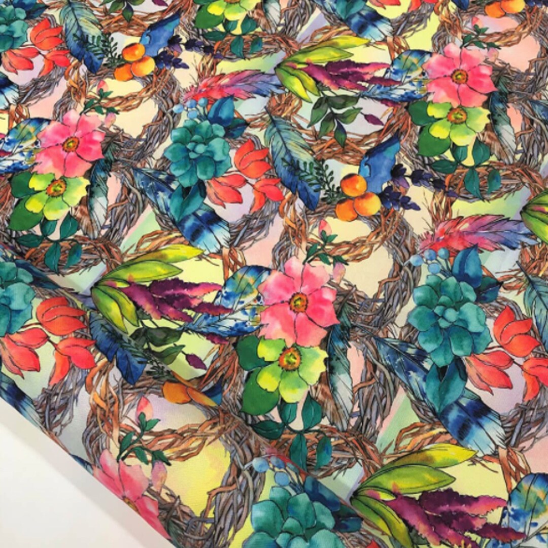 Bird Nest Floral Upholstery Fabric: Digital Print Polyester, Home Decor ...