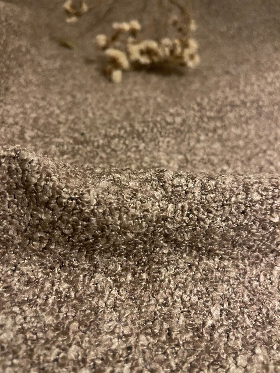 Dark Beige Boucle Upholstery Fabric by the Yard, Puffy Textured Boucle ...