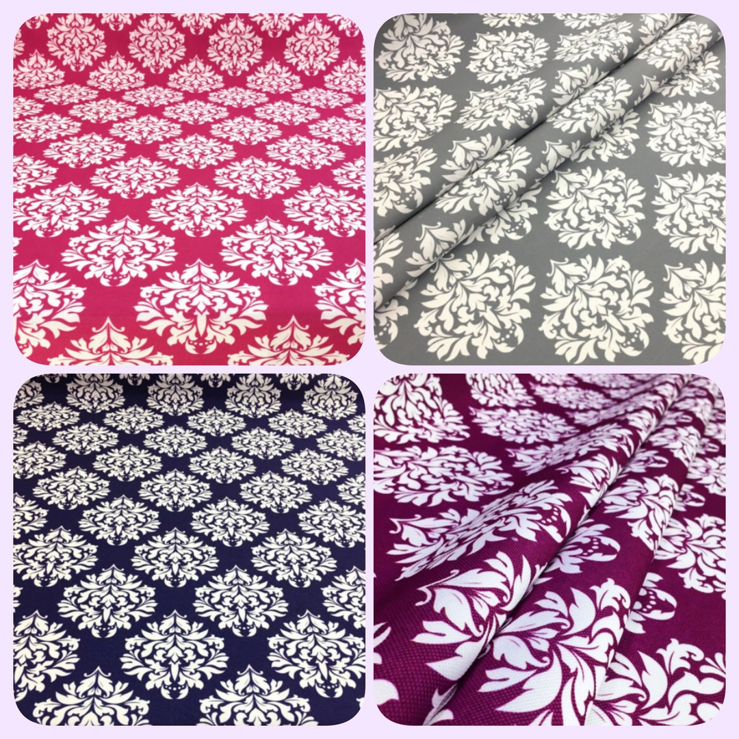 4 Color Damask Pattern Upholstery Fabric by the Meter, Ikat Home Decor ...