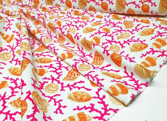 Sea Shell & Coral Pattern Upholstery Fabric by the Meter | Etsy