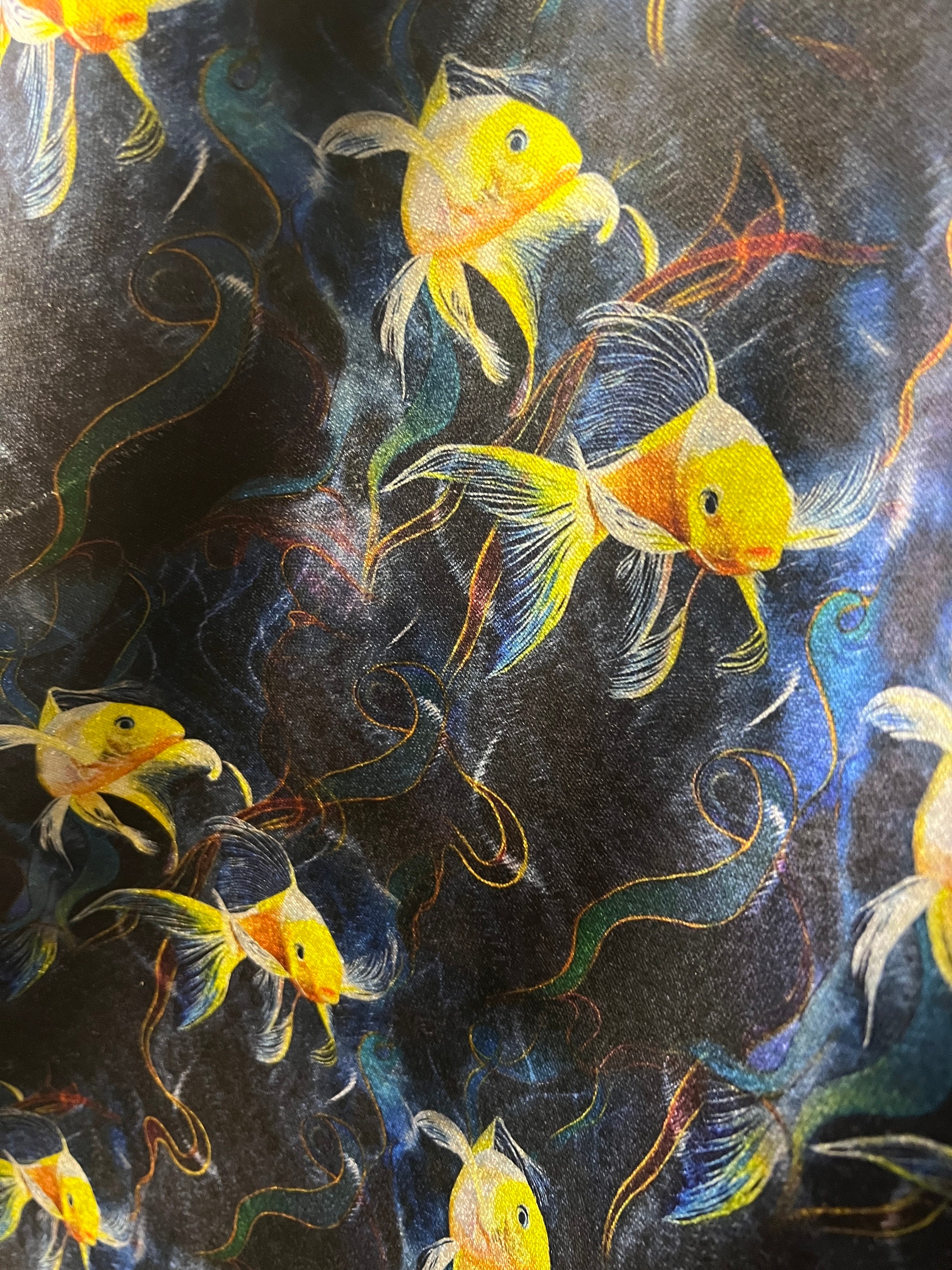 Cute Fish Pattern Upholstery Velvet Print Fabric by the Yards - Etsy