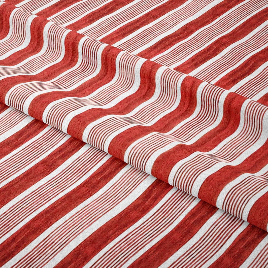 Vintage Look Red Strip Upholstery Fabric by the Meter, Strip Home Decor ...