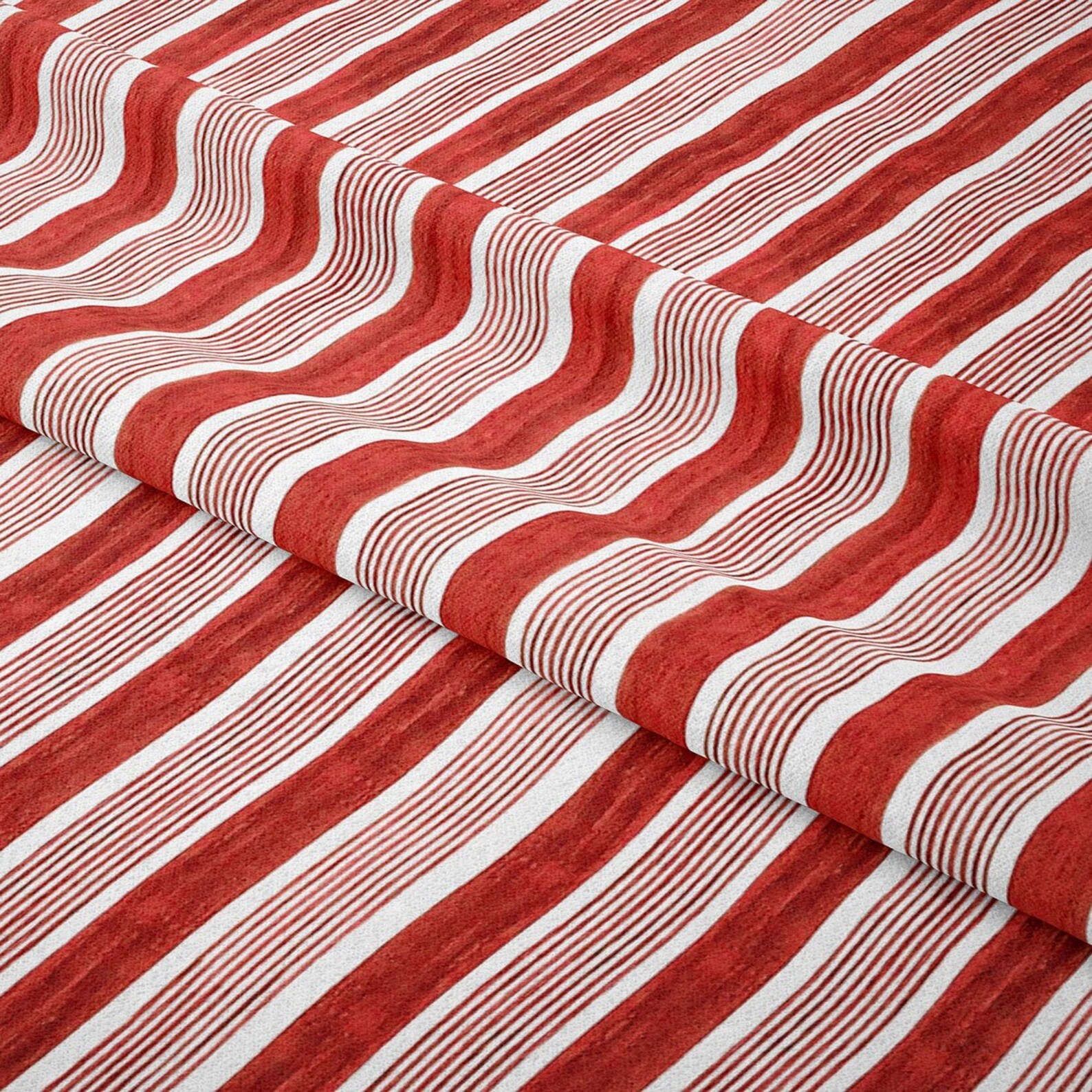Vintage Look Red Strip Upholstery Fabric by the Meter Strip - Etsy