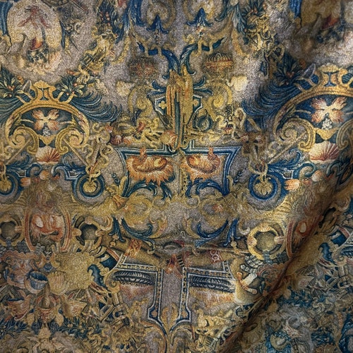 Vintage Baroque Pattern Upholstery Velvet Print Fabric by the - Etsy