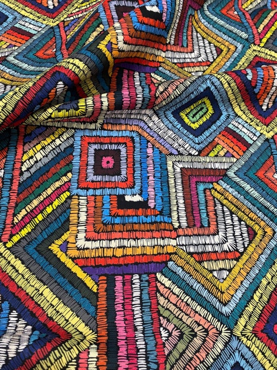 Colorful Lines Pattern Upholstery Fabric by the Meter | Etsy