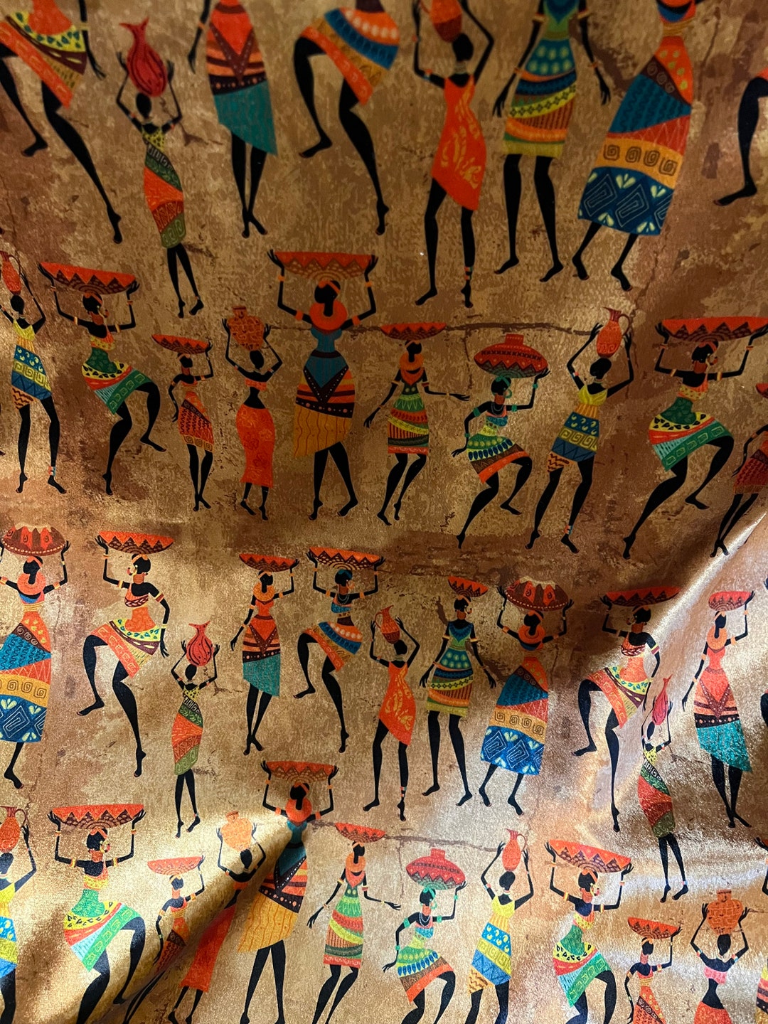 Smal African Women Pattern Upholstery Velvet Print Fabric by - Etsy