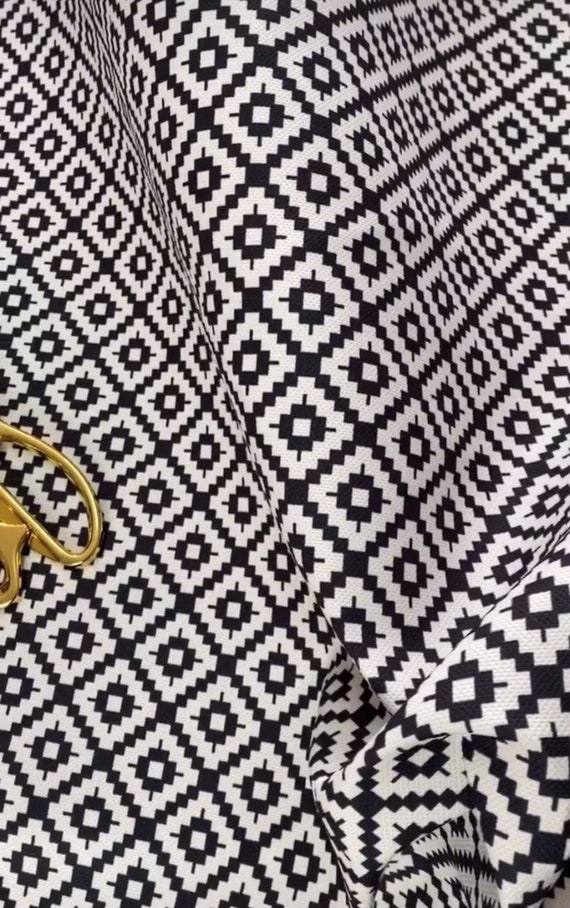 Black White Geometric Pattern Upholstery Fabric by the Meter | Etsy