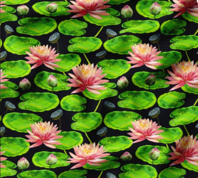 Pink Lotus Flower Pattern Upholstery Fabric by the Meter - Etsy