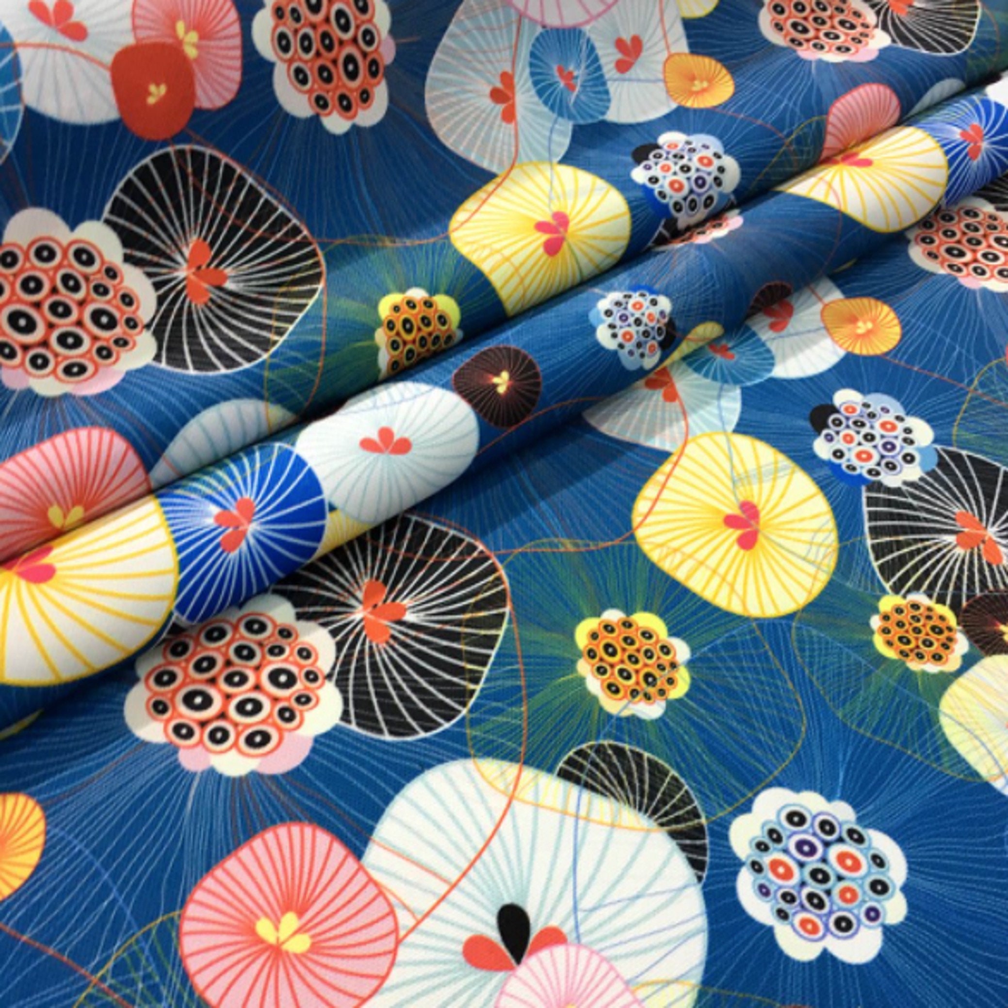 Flowering Mushroom Pattern Upholstery Fabric by the Meter - Etsy