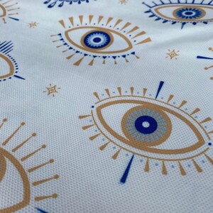 Blue Evil Eye Patterned Upholstery Fabric: Indoor Outdoor Decor - Etsy