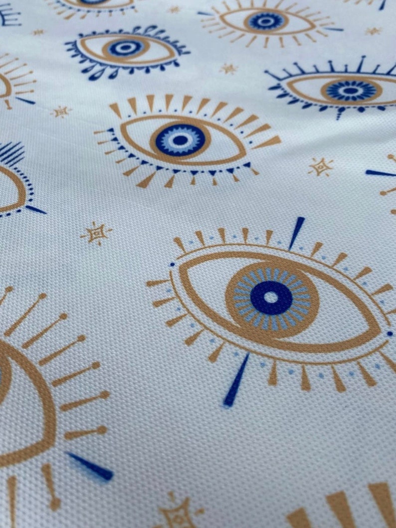 Blue Evil Eye Patterned Upholstery Fabric by the Meter Evil - Etsy