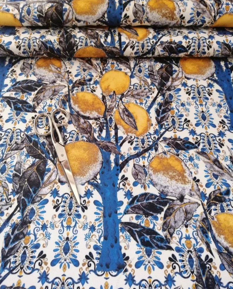 Ethnic Lemon Tree Upholstery Fabric by the Meter Fruit Home - Etsy