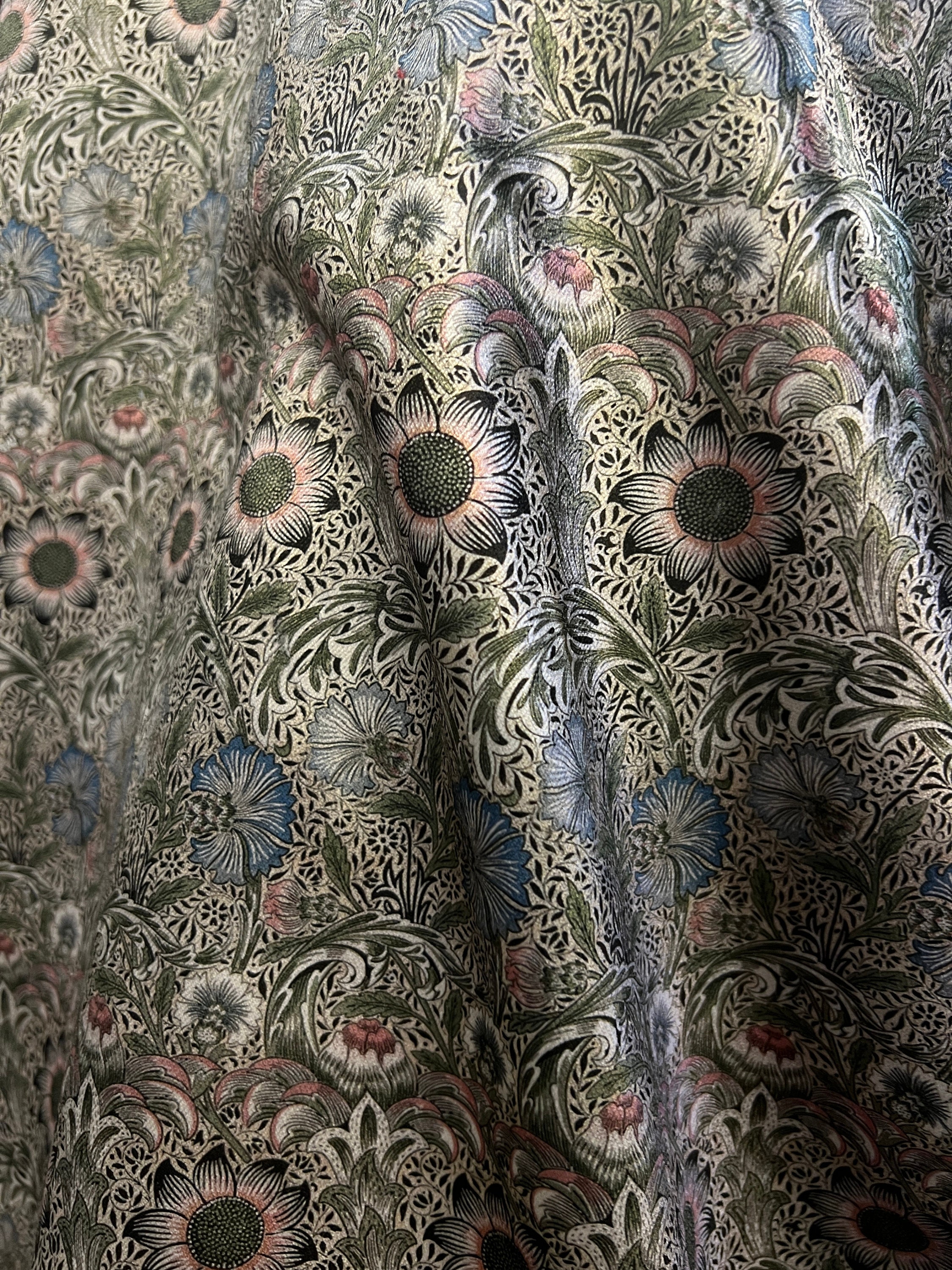 Pastel Flower Pattern Upholstery Velvet Print Fabric by the - Etsy