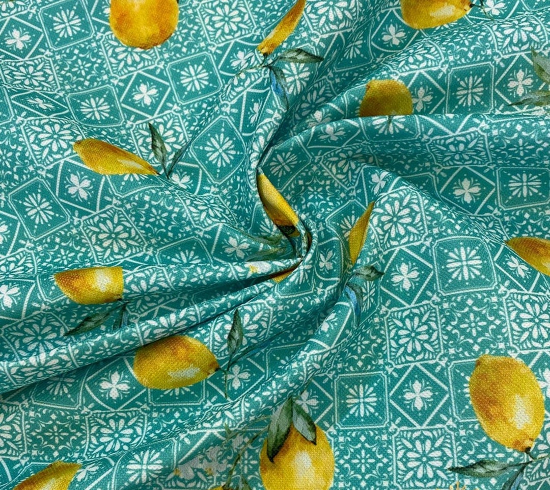 Retro Lemon Upholstery Fabric by the Meter, Fruit Home Decor Fabric ...