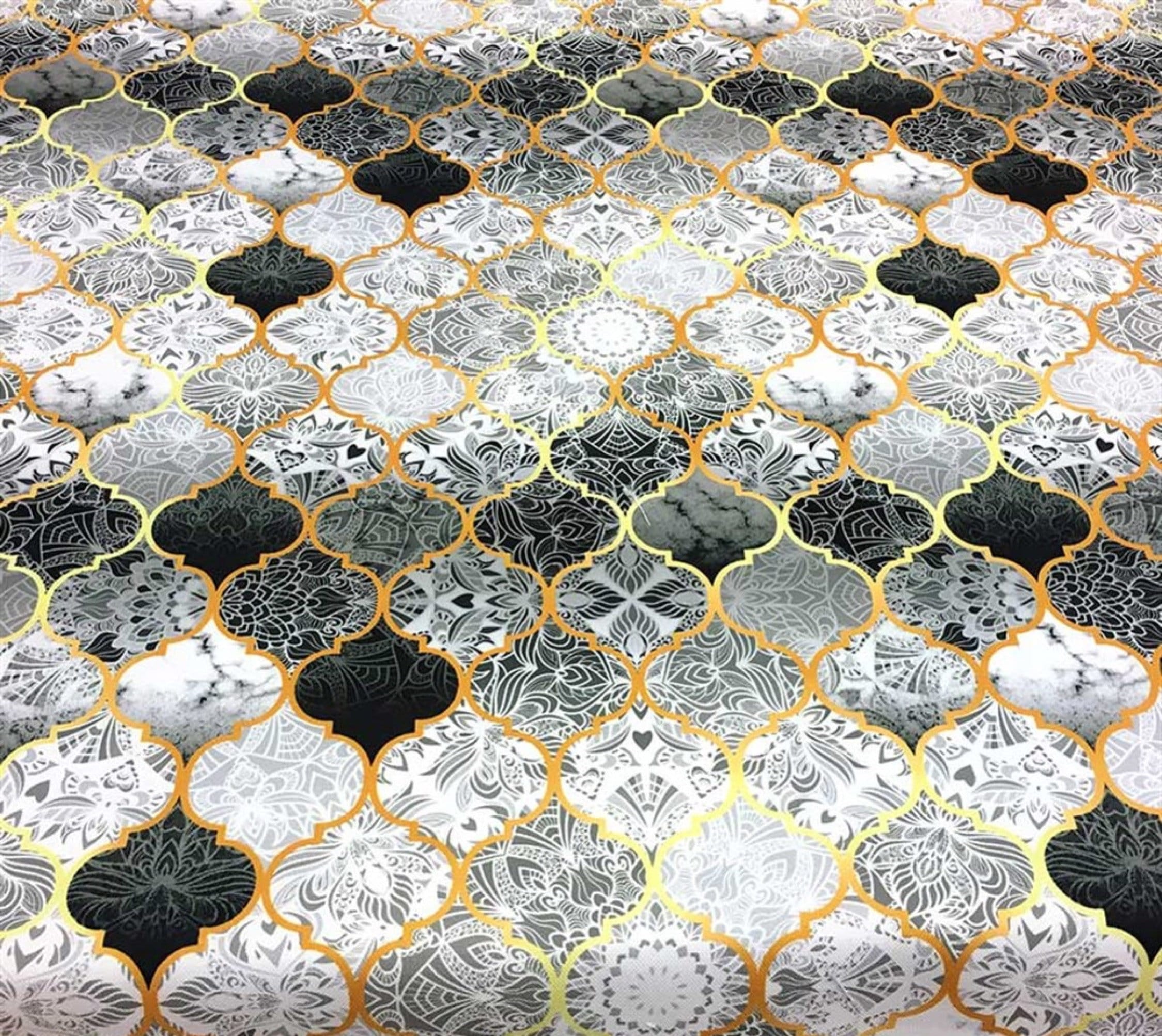 Grey and Gold Moroccan Upholstery Fabric by the Meter, Geometric Home ...