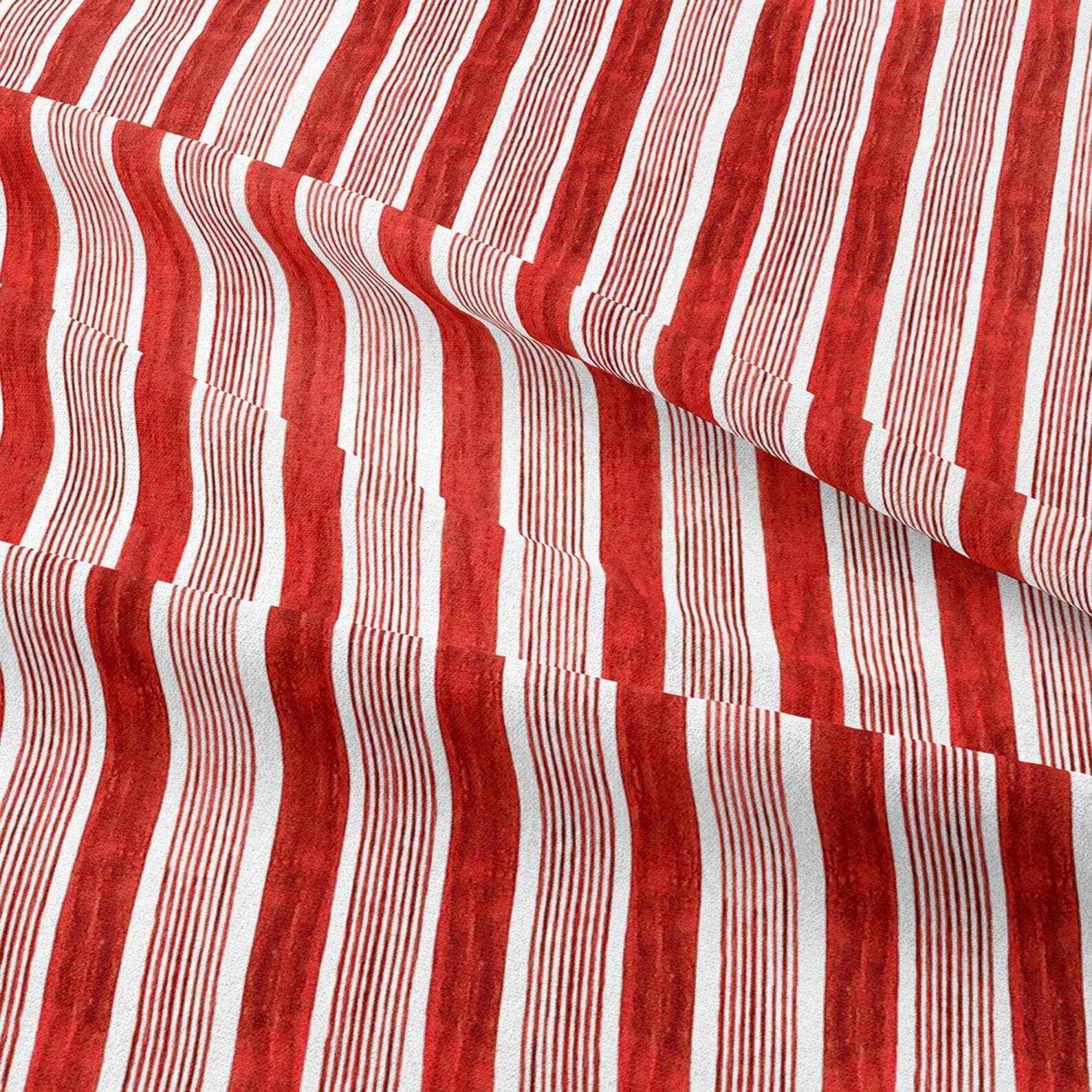 Vintage Look Red Strip Upholstery Fabric by the Meter Strip - Etsy