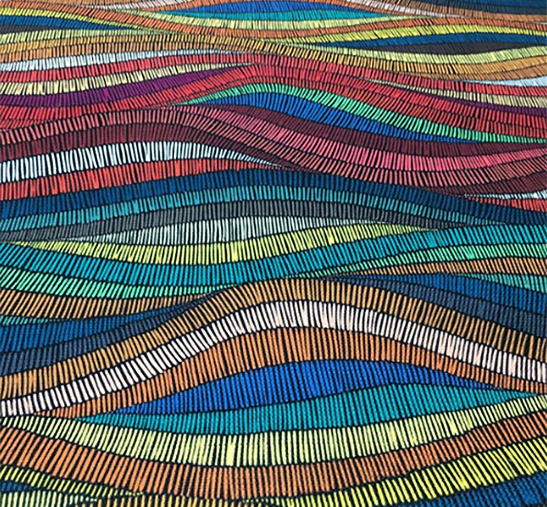 Colorful Waves Pattern Upholstery Fabric, Abstract Geometric Home Decor ...