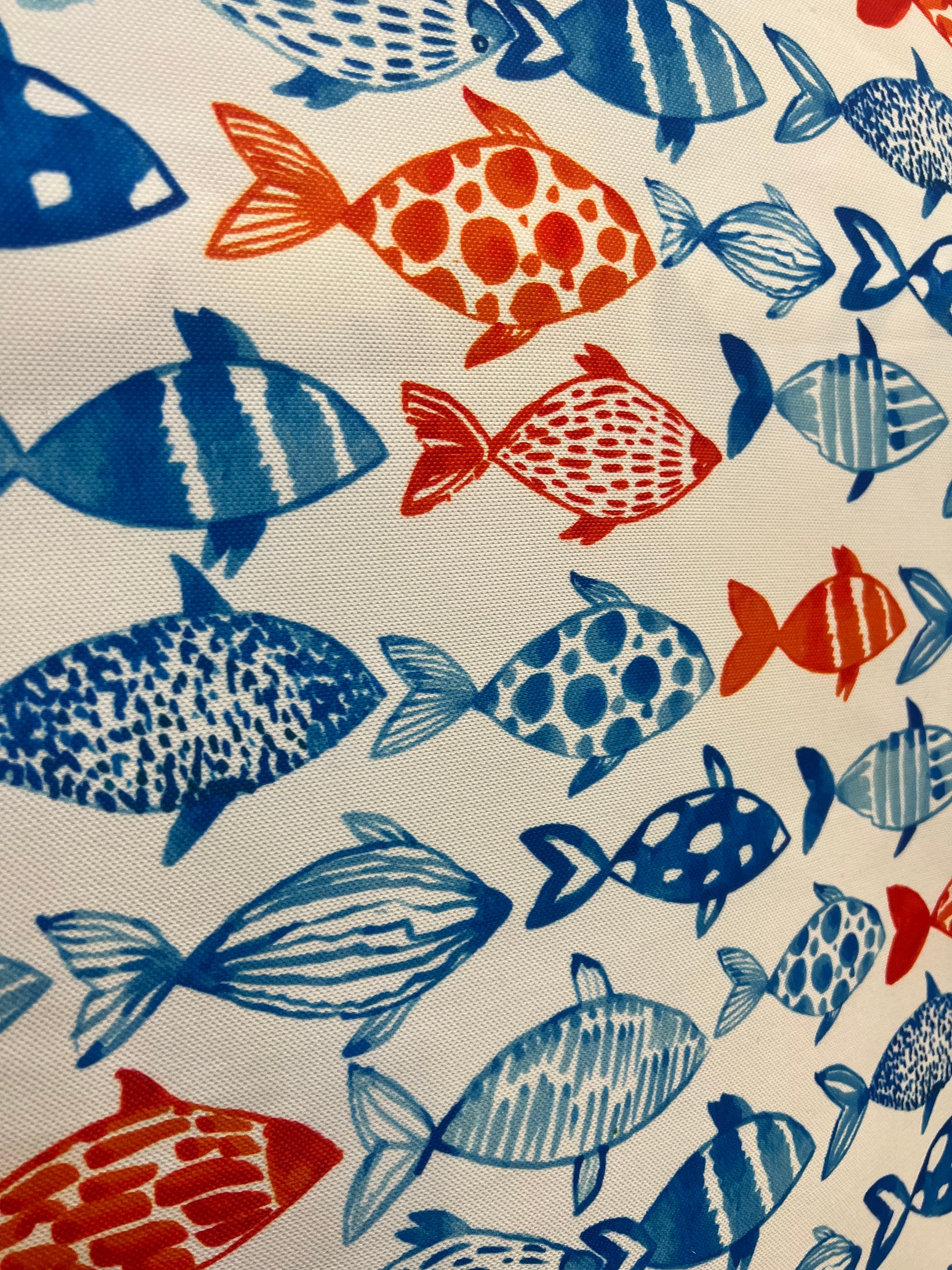 Blue & Orange Fish Pattern Upholstery Fabric by the Meter Sea - Etsy