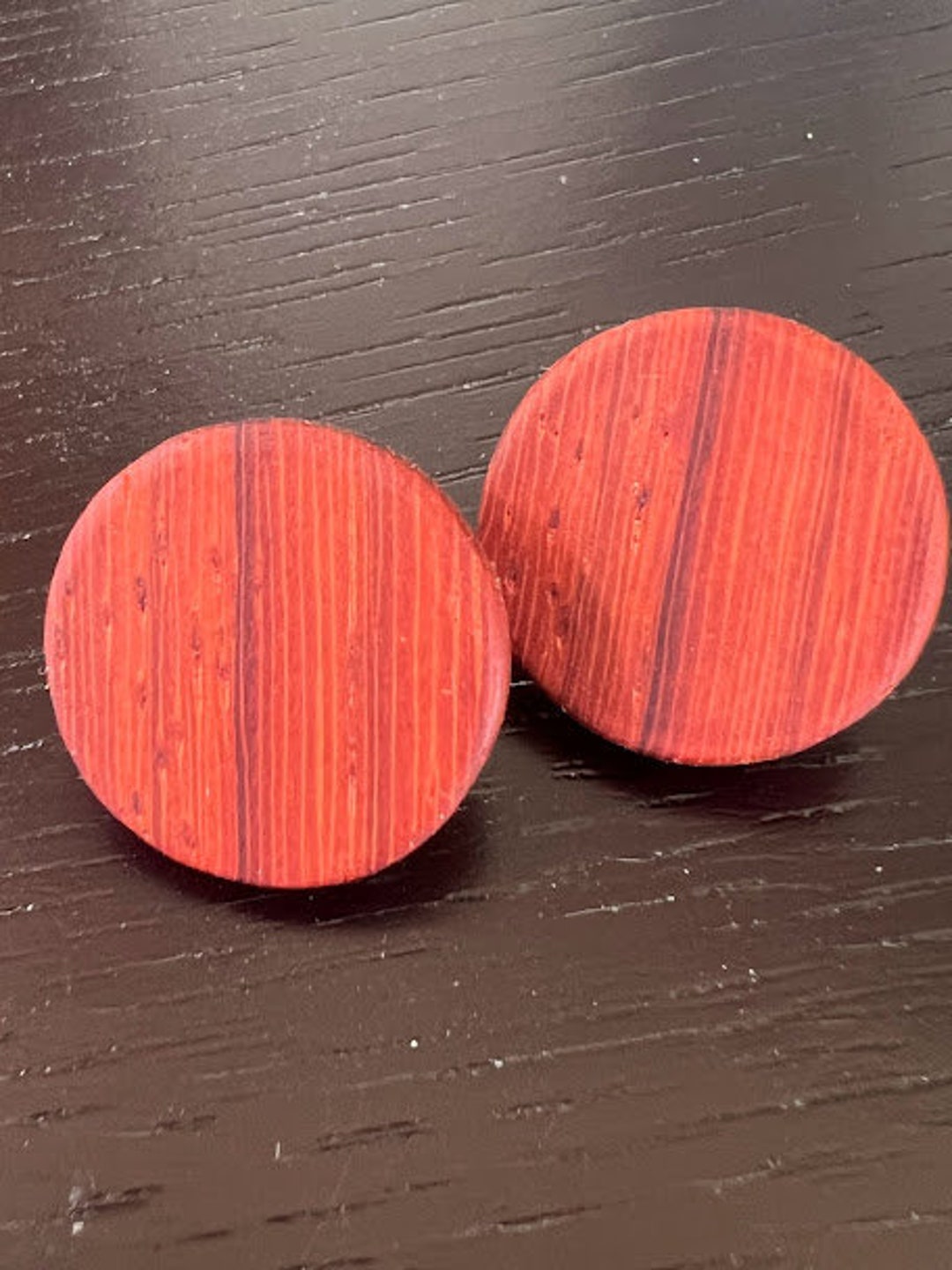 African Padauk Earrings. Large Push Back Stud. - Etsy