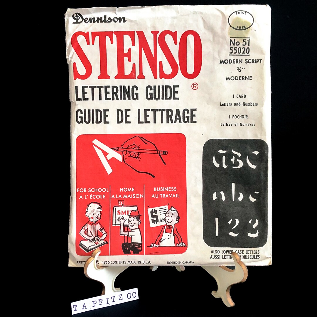 Vintage 1966 Dennison Stenso Lettering Guide, Guide De Lettrage, No. 51 ...