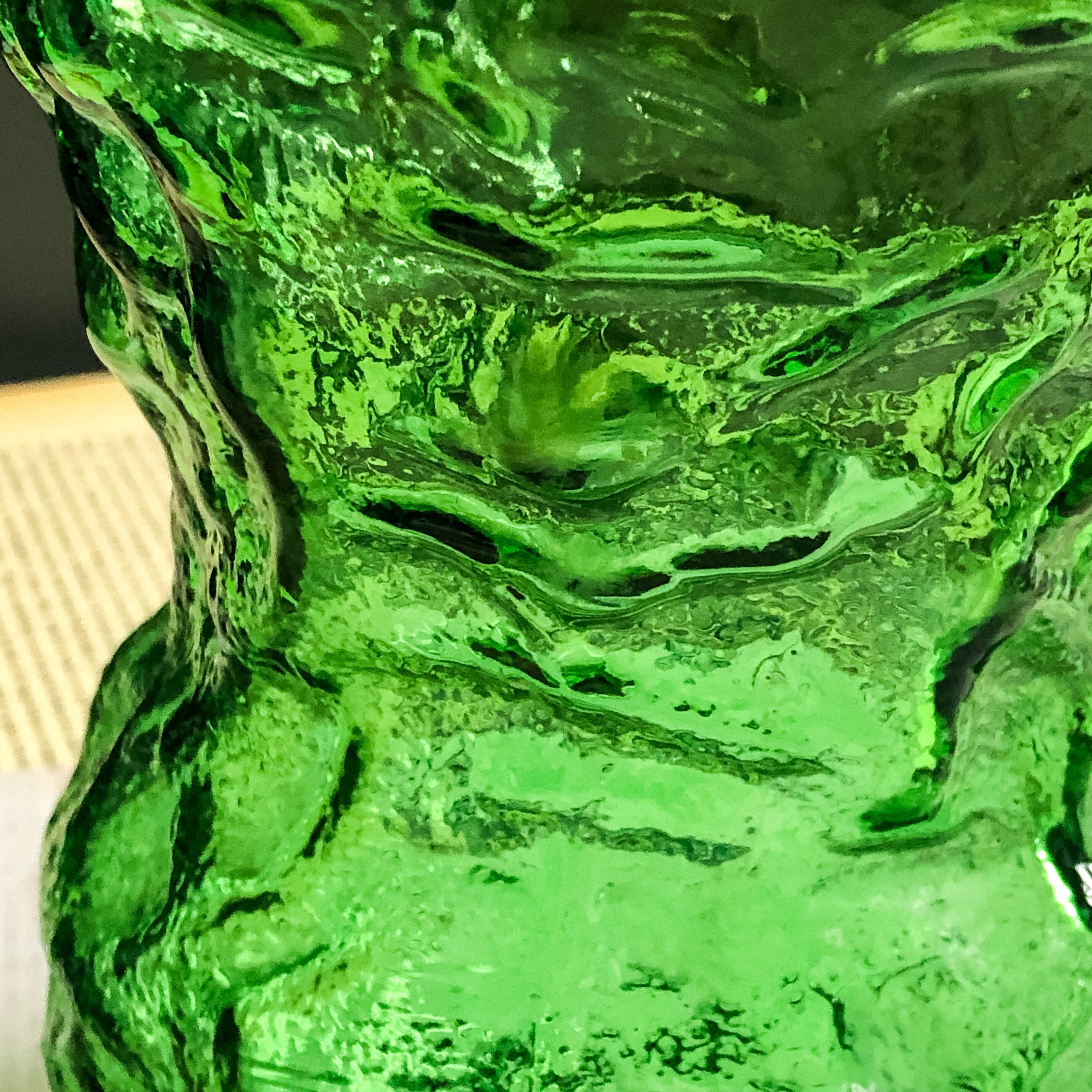 Circa 1960, Vintage Textured Crinkly Green Vase, Mid 20th Century E. O ...
