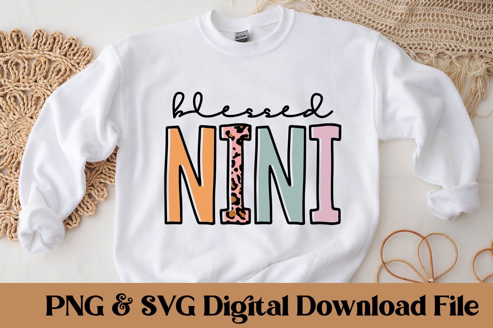 Nini Svg, Nini Png, Blessed Grandma SVG, Gigi Svg, Gigi Png, Blessed ...